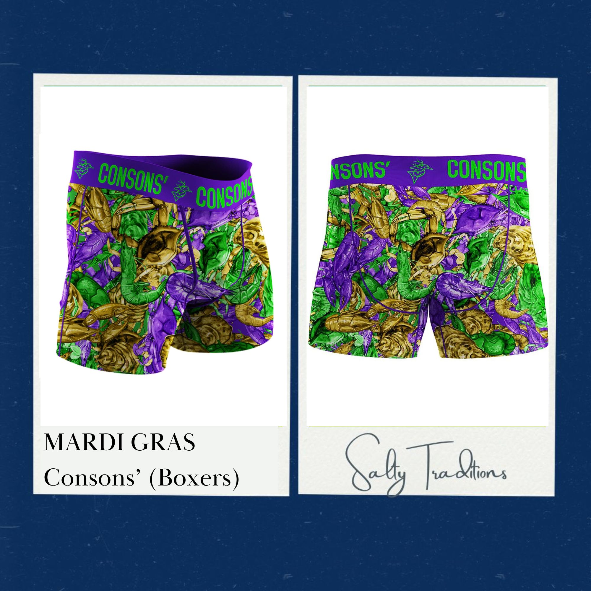 Salty Traditions Mardi Gras Consons' (Boxer Shorts) | Fishing Store ...